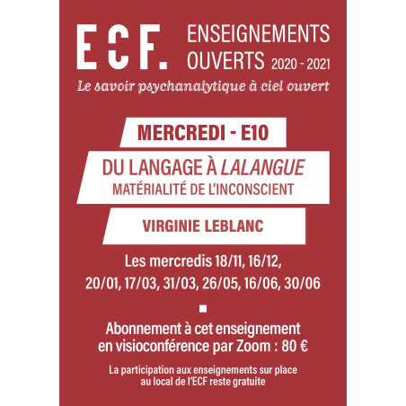 E10-Du langage à lalangue : matérialité de l'inconscient